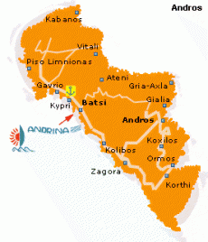 Andros map , Andros island, Greece - Vacation In Greece