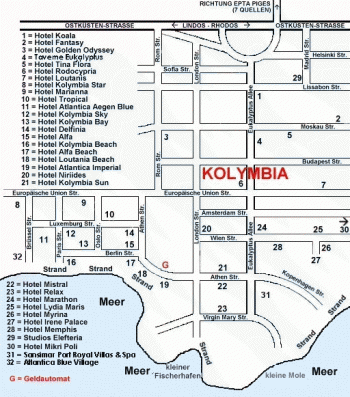 kolymbia map - Vacation In Greece